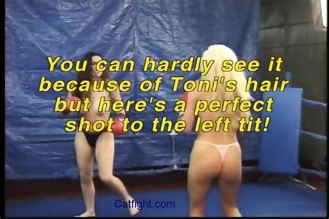 Topless Female Boxing As Blonde Battles Brunette With Body Punches