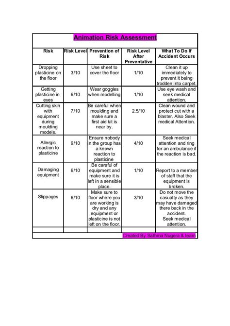 Animation Risk Assessment