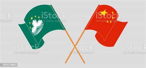 마카오와 중국의 교차하고 흔들리는 깃발 국가 지리적 지역에 대한 스톡 벡터 아트 및 기타 이미지 국가 지리적 지역 국기