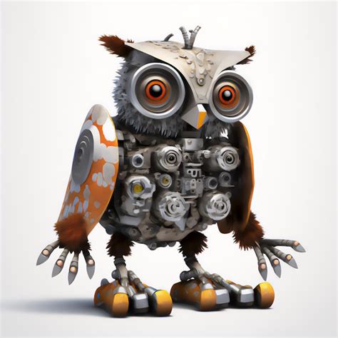 Premium Photo Illustration Of A Robot Owl In White Highlighting Its