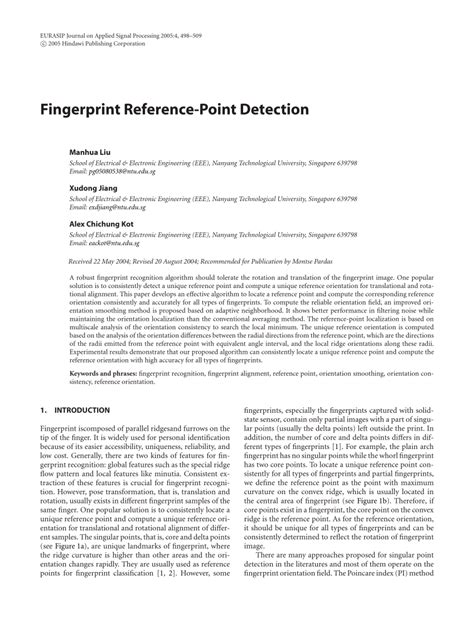 Pdf Fingerprint Reference Point Detection