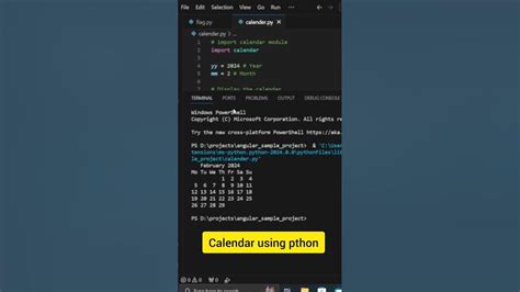 Calendar Using Python Coding Python Pythonprogramming Programming Technology Youtube