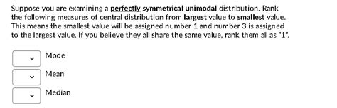 Solved Suppose You Are Examining A Perfectly Symmetrical Unimodal