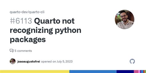 Quarto Not Recognizing Python Packages · Issue 6113 · Quarto Devquarto Cli · Github