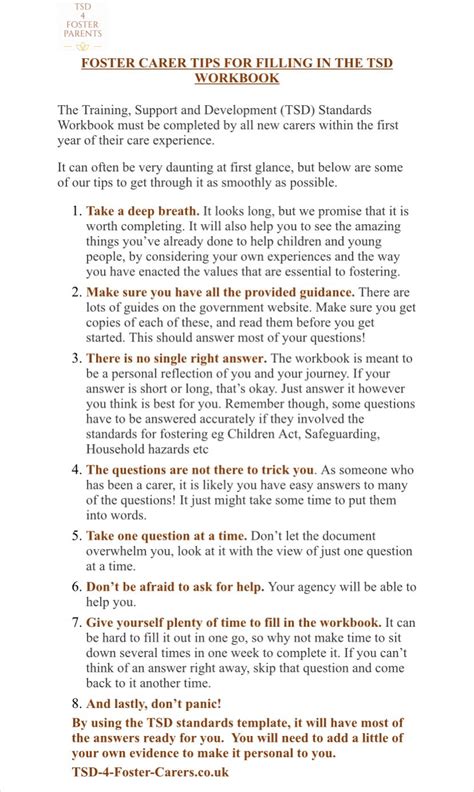 Helena Nunn On Linkedin Top Tips For Completing The Tsd Workbook For