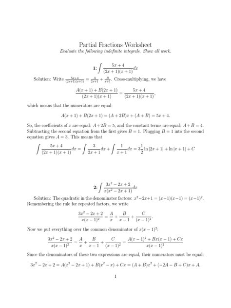 Section 7 5 Partial Fractions Extra Notes And Example Problems Pdf Mathematical Analysis