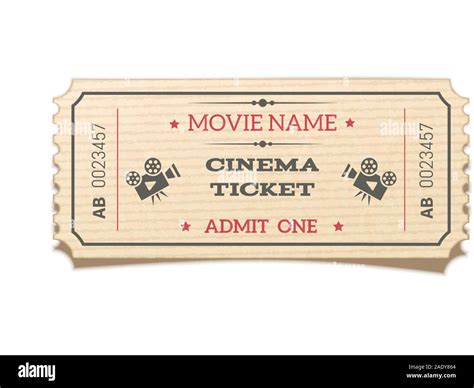 Realistic Retro Movie Ticket Isolated On White Background Stock Vector Image And Art Alamy
