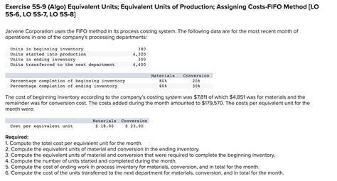 Solved Exercise 5s 9 Algo Equivalent Units Equivalent