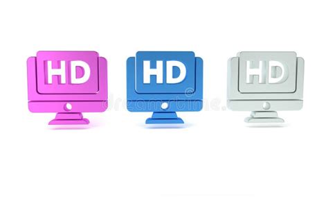 Colorful Computer Pc Monitor Display With Hd Video Technology Icon Isolated On White Background