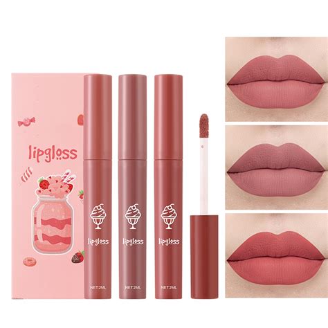 Usyfakgh Lip Glaze Lipstick 6 Sets Non Stick Cup Skin Color Lip Gloss Cute Set Box Long Lasting