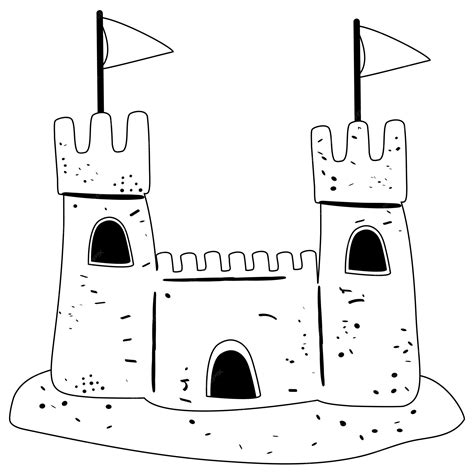 Sandcastle Black And White Clipart