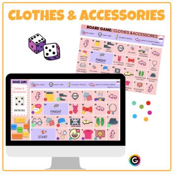BOARD GAME: Clothes & Accessories by Mypurpleclassroom | TpT