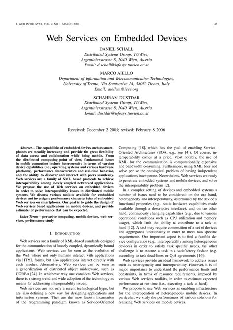Pdf Web Services On Embedded Devices
