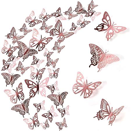 48 Stück 3D Schmetterlinge Deko Schmetterling Wandaufkleber Butterfly