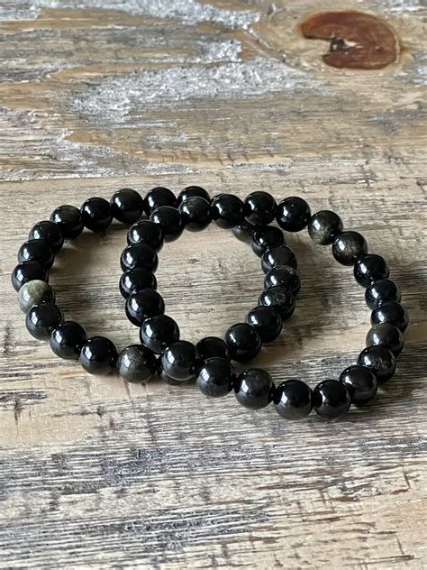 Gold Sheen Obsidian Bracelet 8mm Mama Moon Rocks