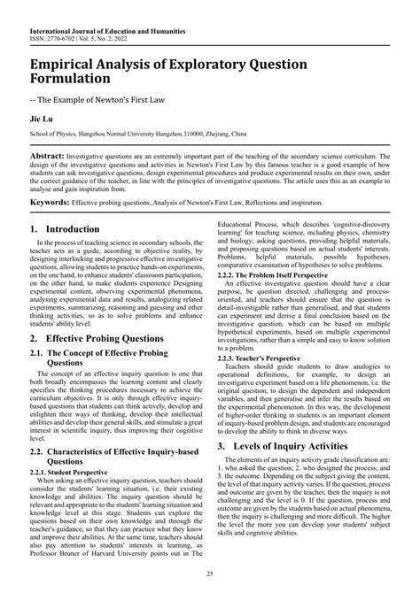 Pdf Empirical Analysis Of Exploratory Question Formulation The Example Of Newtons First Law