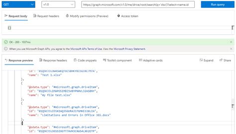 graph api onedrive search query returns invalid response