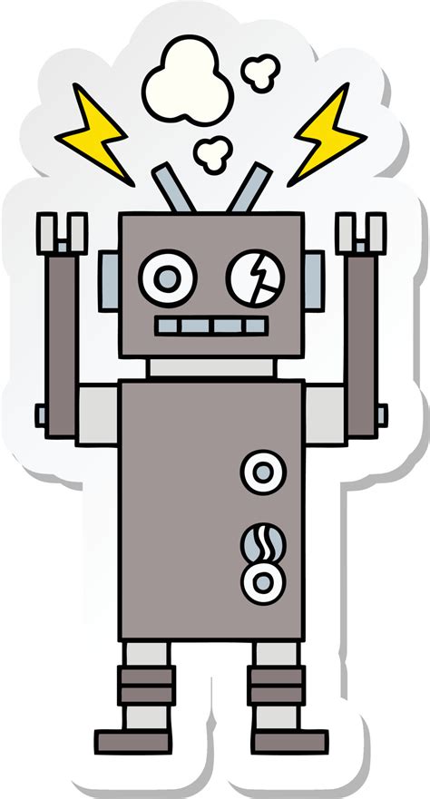 Autocollant Dun Robot Défectueux De Dessin Animé Mignon 10581309 Art