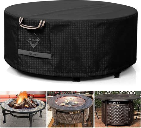 QH HOME Fire Pit Cover Round 600D Strong Tear Resistant 100
