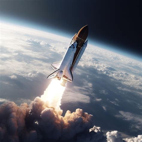 Premium Photo Space Shuttle Rocket Launches In The Sky And Clouds Fly