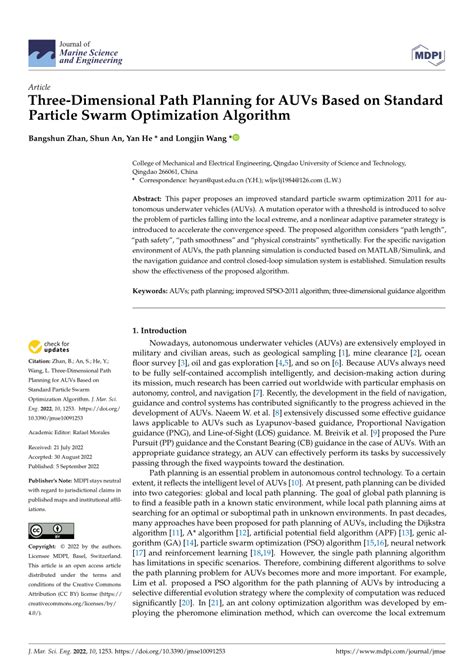 Pdf Three Dimensional Path Planning For Auvs Based On Standard