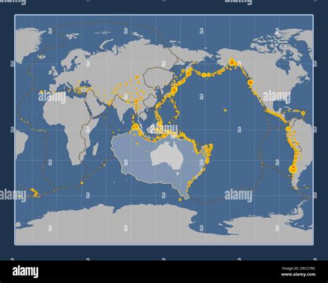 Shape Of The Australian Tectonic Plate On The Solid Contour Map In The Gall Stereographic