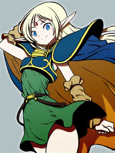 Beeru Veil8801 Deedlit Record Of Lodoss War Highres 1girl Arm Up Armor Blonde Hair