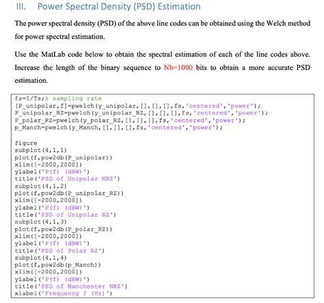 Iii Power Spectral Density Psd Estimation The