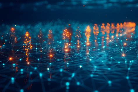 Futuristic Network Connections With Glowing Nodes And Lines In Blue Tones Generative Ai Stock