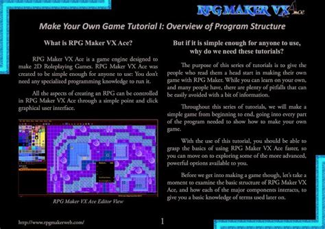 PDF Make Your Own Game Tutorial I Overview Of Program Structure RPG Maker VX Ace Is A Game