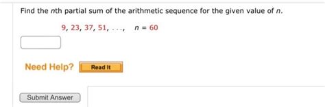 Solved Find The Nth Partial Sum Of The Arithmetic Sequence Chegg