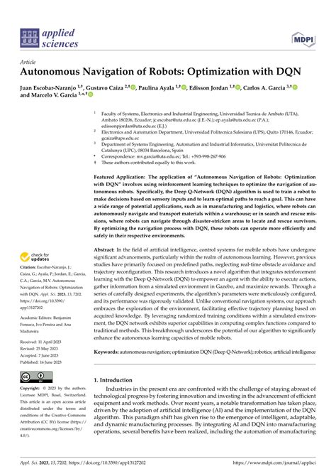 Pdf Autonomous Navigation Of Robots Optimization With Dqn