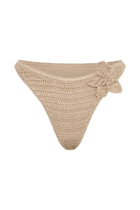 River Floral Crochet Bikini Top Gold And Meshki Us
