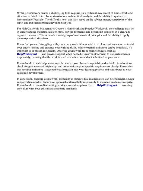 Holt California Mathematics Course 1 Homework And Practice Workbook