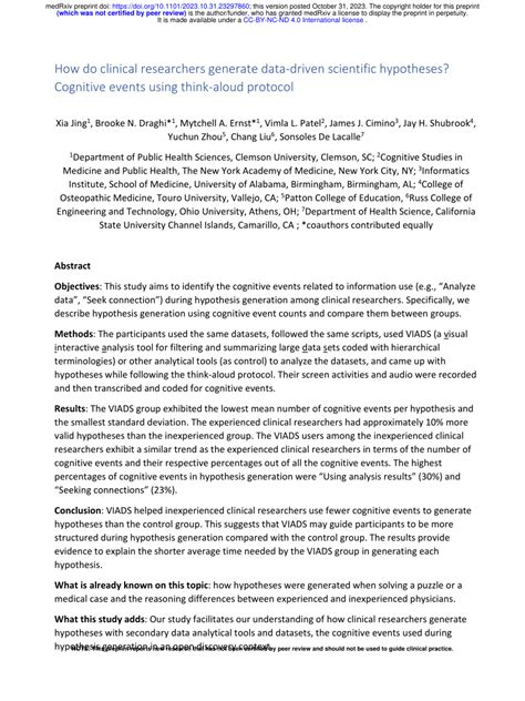 Pdf How Do Clinical Researchers Generate Data Driven Scientific