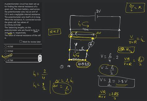 A Potentiometer Circuit Has Been Set Up For Finding The Internal Resistan