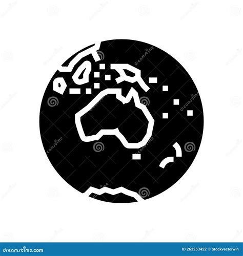 Ilustracja Wektora Ikony Glifu Mapa Planety Ziemi Australii Ilustracja Wektor Ilustracja