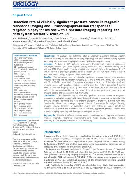 Pdf Detection Rate Of Clinically Significant Prostate Cancer In Magnetic Resonance Imaging And