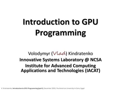 Pdf Introduction To Gpu Programming · Introduction To Gpu Programming