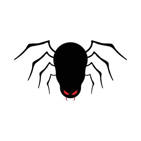 Halloween Scary Black Spider Vector With A Scary Face And Teeth