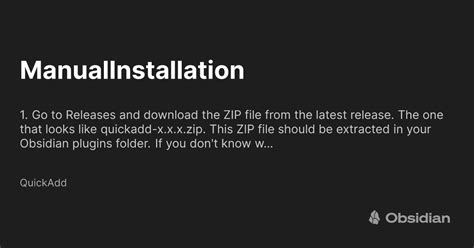 manualinstallation quickadd obsidian publish