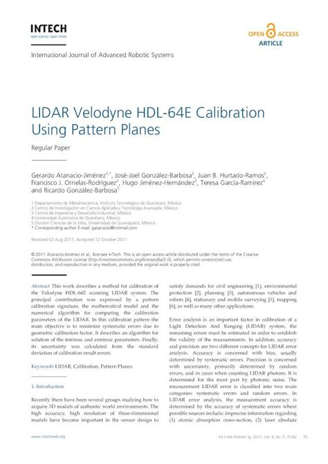 Pdf Lidar Velodyne Hdl 64e Calibration Using Pattern · Pdf Filelidar