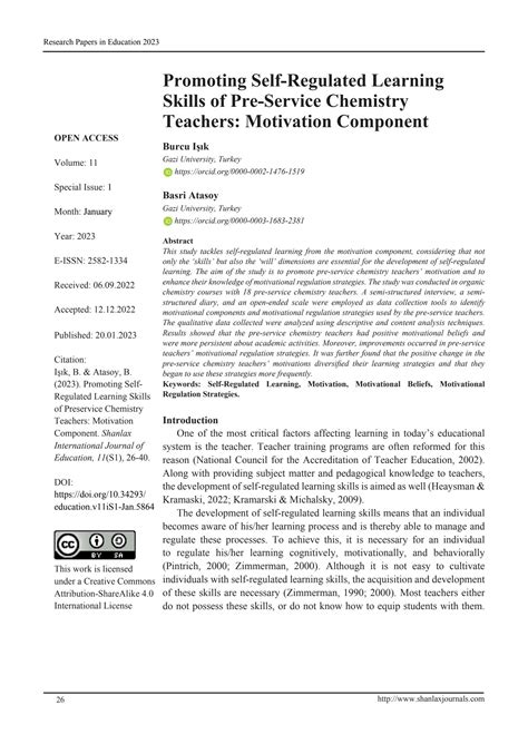 Solution Promoting Self Regulated Learning Skills Of Pre Service Chemistry Teachers Motivation