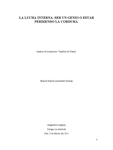 Análisis De Gambito De Dama Pdf Ajedrez Locura