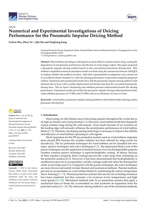 Pdf Numerical And Experimental Investigations Of Deicing Performance For The Pneumatic Impulse