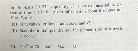 Solved In Problems 20−23 A Quantity P Is An Exponential