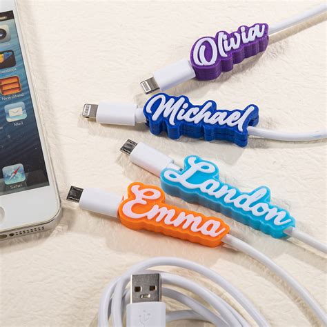 Personalized D Print Name Usb Cable Meter For Iphone Micro Usb Type C Mobile Phone