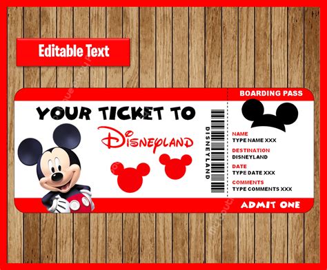 Disney Surprise Ticket Template