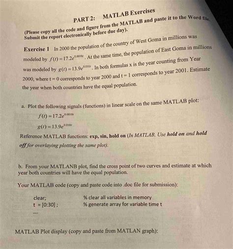 Solved PART 2 MATLAB Exercises Please Copy All The Code And Chegg
