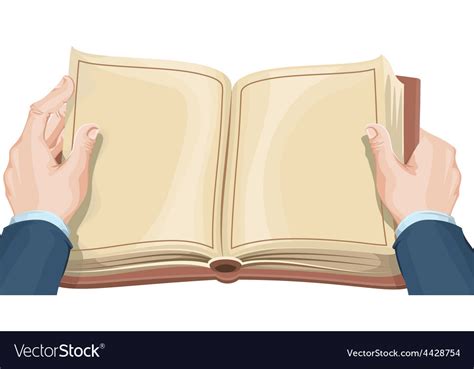 Male Hands Holding Open Book Royalty Free Vector Image
